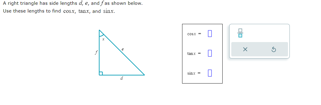 Solved A right triangle has side lengths d,e, ﻿and f ﻿as | Chegg.com