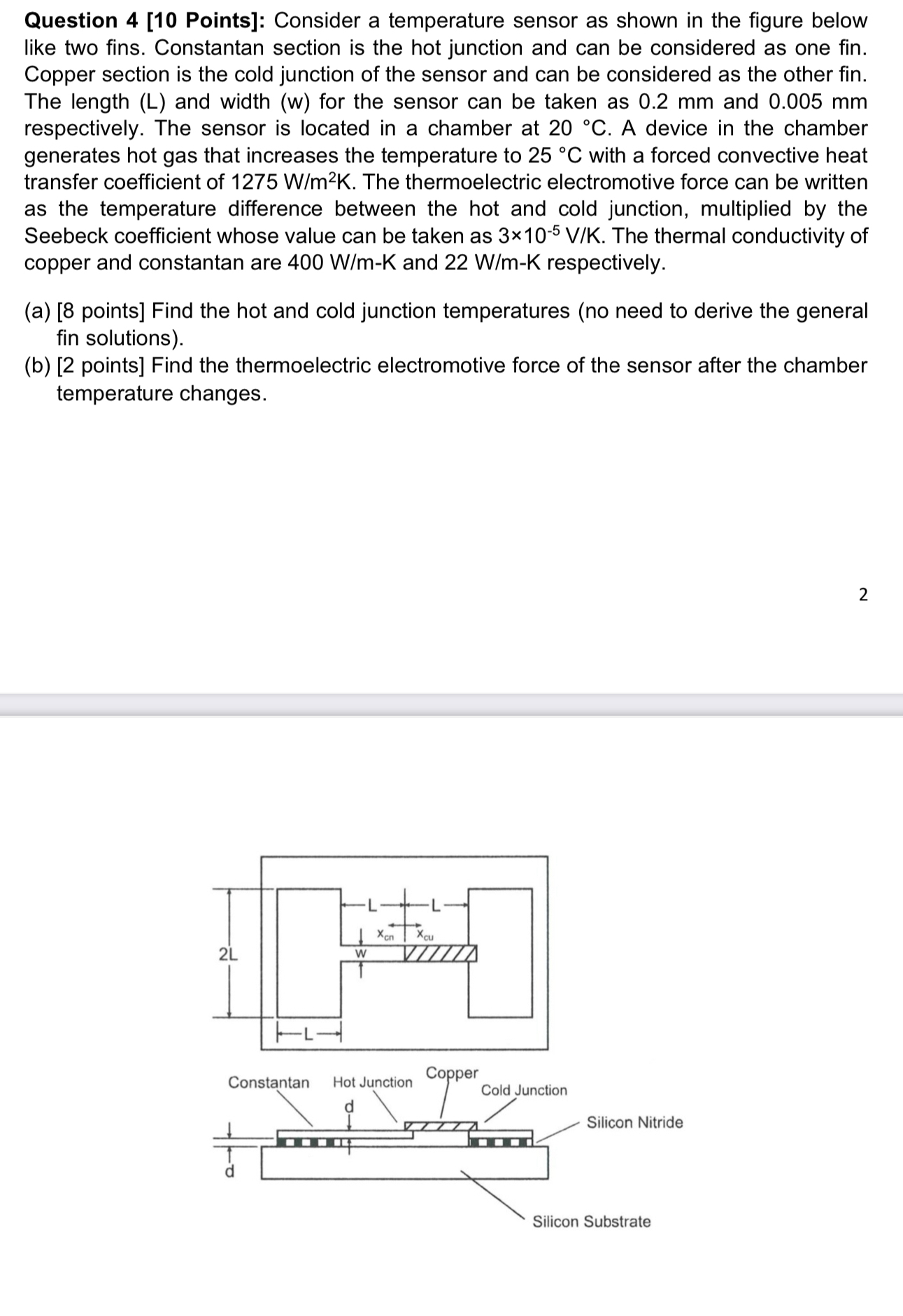 Solved Question 4 [10 ﻿Points]: Consider a temperature | Chegg.com