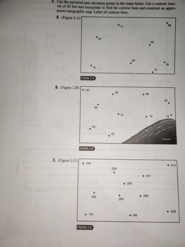 Solved 4. Ose the surveyed spot elevation points in the maps | Chegg.com