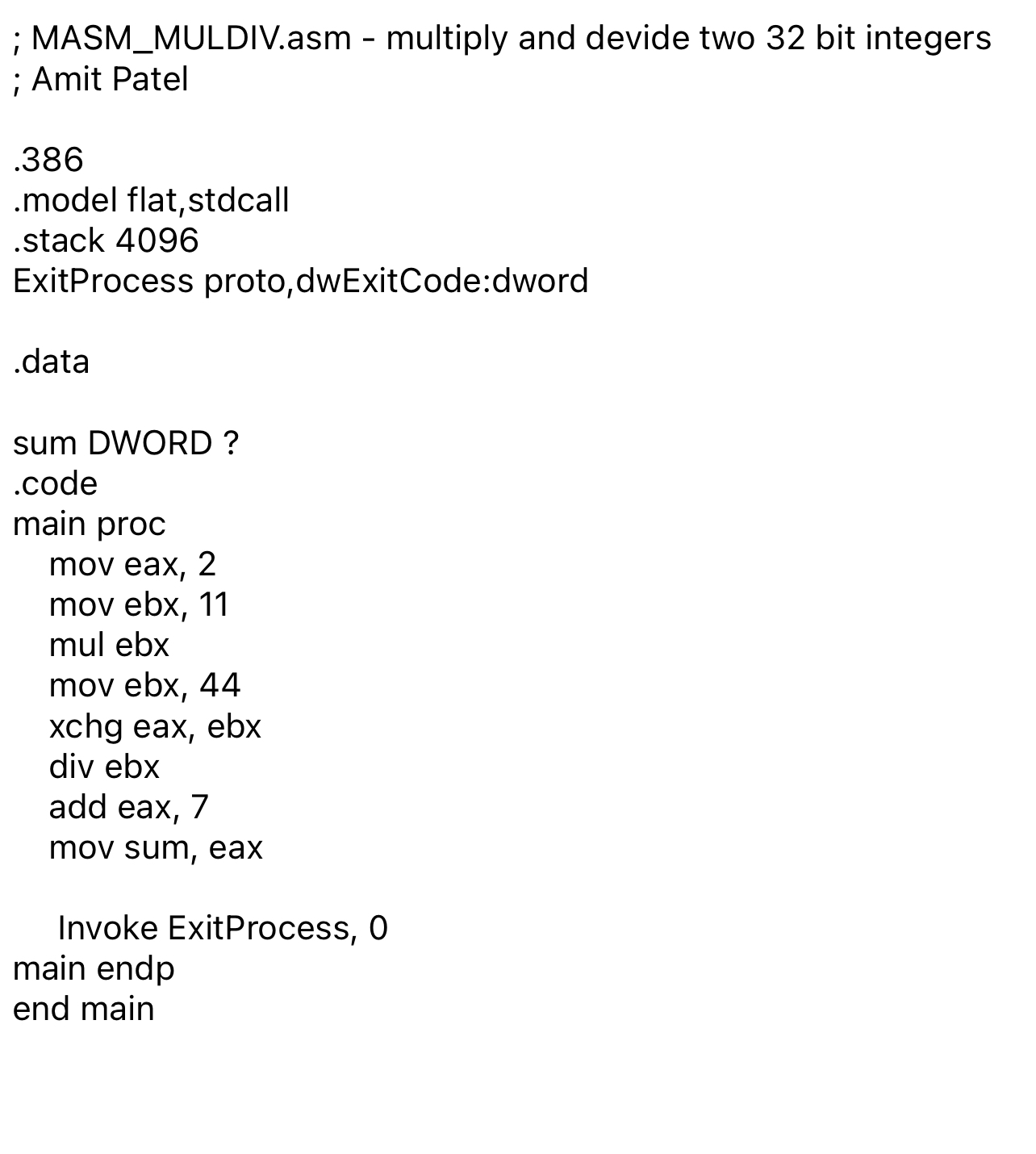 Solved Write an assembly program to evaluate the result of | Chegg.com
