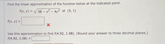 Solved Find the linear approximation of the function below | Chegg.com