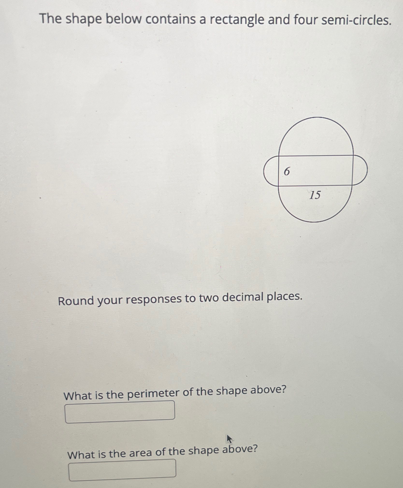 Solved The shape below contains a rectangle and four | Chegg.com