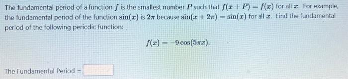 Solved The fundamental period of a function f is the | Chegg.com