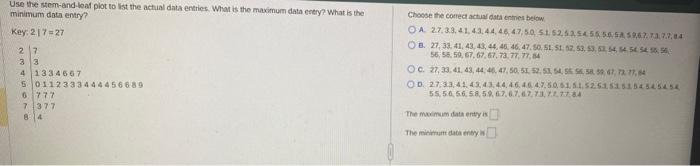 Solved Use the stem-and boat plot to ist the actual data | Chegg.com