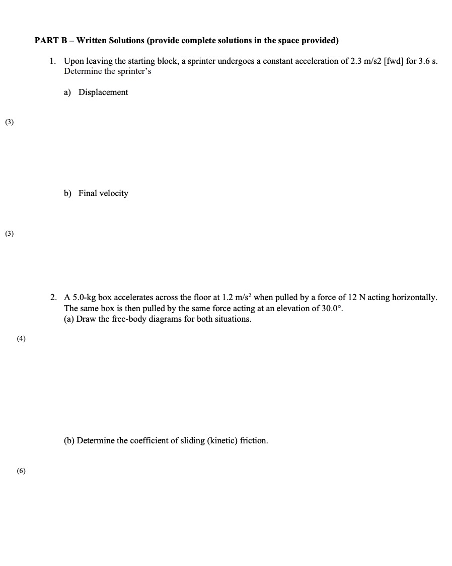 Solved PART B - ﻿Written Solutions (provide complete | Chegg.com