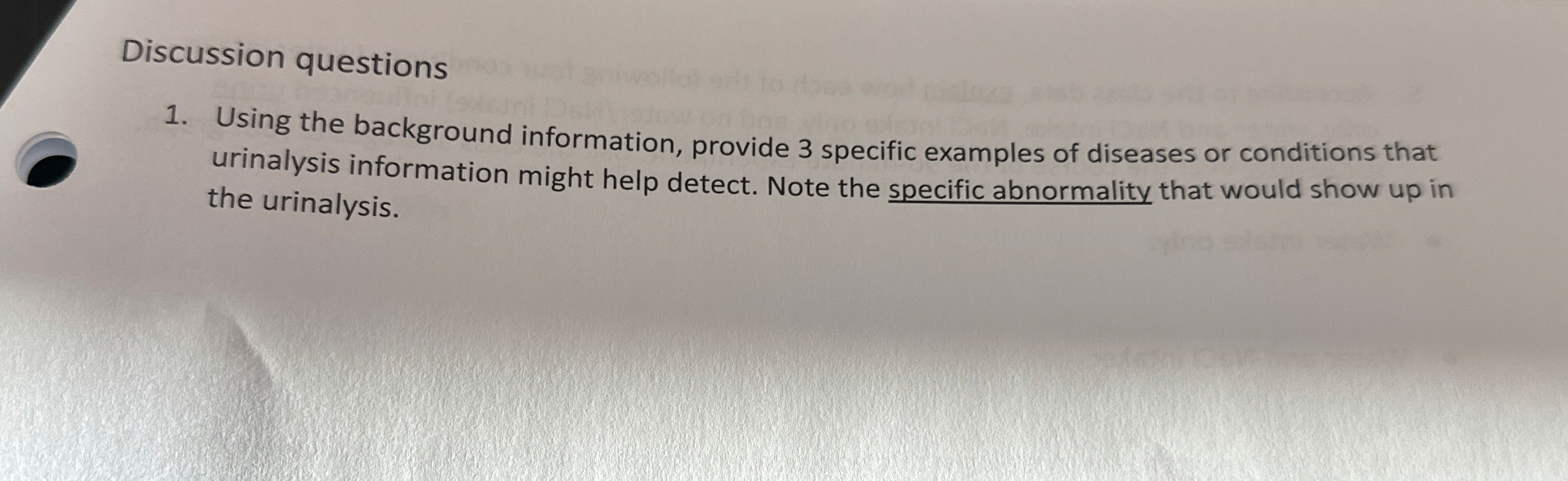 Solved Discussion questionsUsing the background information, | Chegg.com