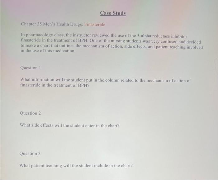 Solved Chapter 35 Men's Health Drugs: Finasteride In | Chegg.com