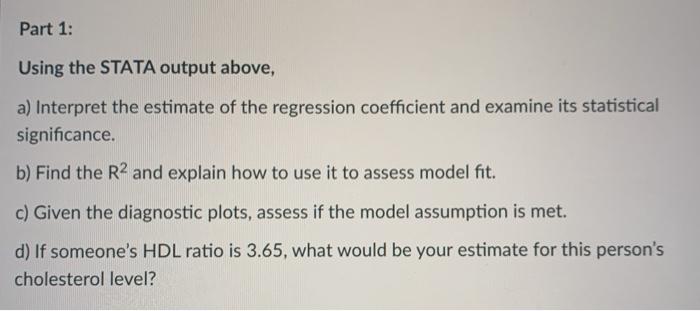 Solved Part 1: Using the STATA output above, a) Interpret | Chegg.com