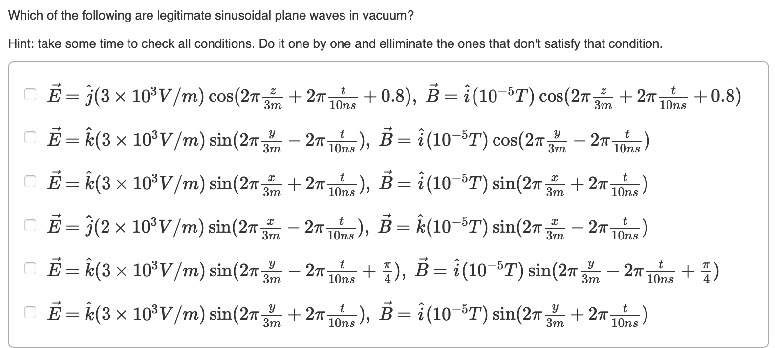 Solved Which of ﻿the following are legitimate sinusoidal | Chegg.com
