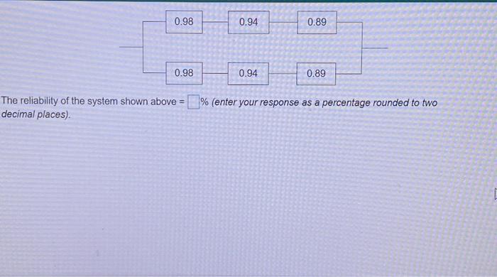 Solved he reliability of the system shown above =% (enter | Chegg.com