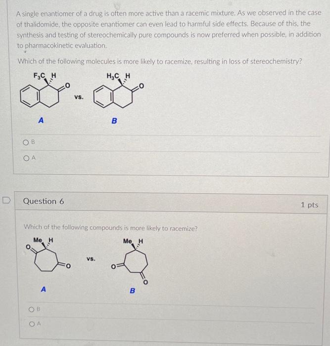 Solved A single enantiomer of a drug is often more active | Chegg.com