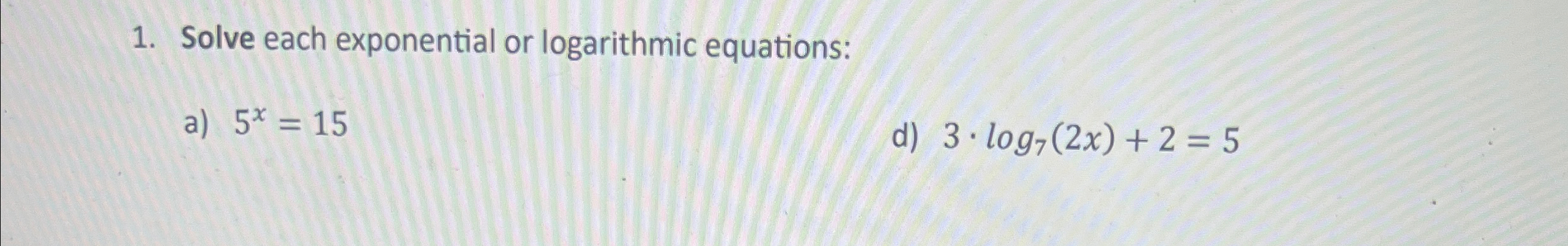 Solved Solve each exponential or logarithmic | Chegg.com
