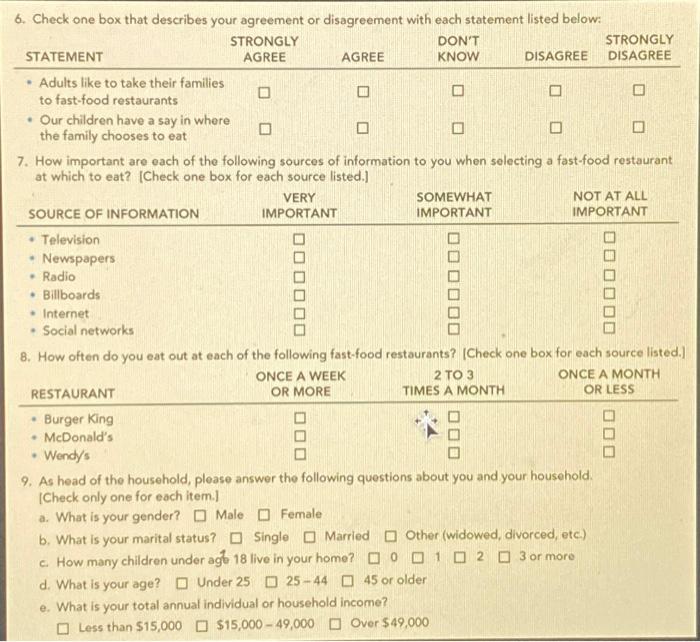 Solved Identify 5 issues with this survey and how to improve | Chegg.com