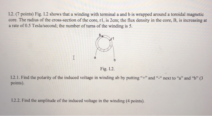 Solved 1.2. (7 points) Fig. 1.2 shows that a winding with | Chegg.com