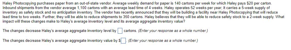Solved Haley Photocopying purchases paper from an | Chegg.com