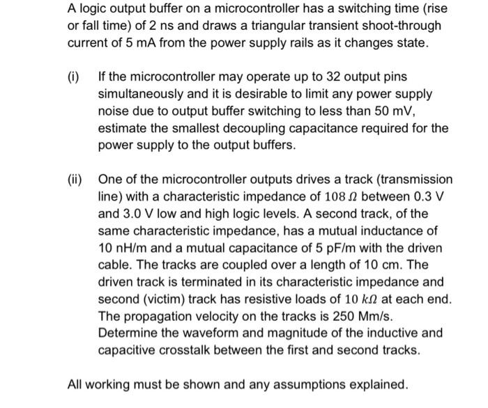 Solved A logic output buffer on a microcontroller has a | Chegg.com