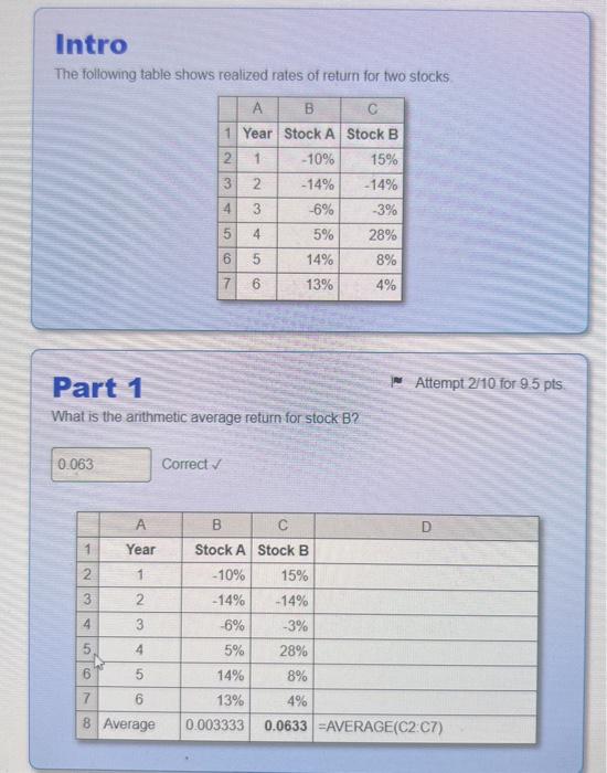 Solved The following table shows realized rates of return | Chegg.com