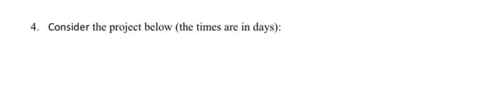 Solved 4 Consider The Project Below The Times Are In 2753