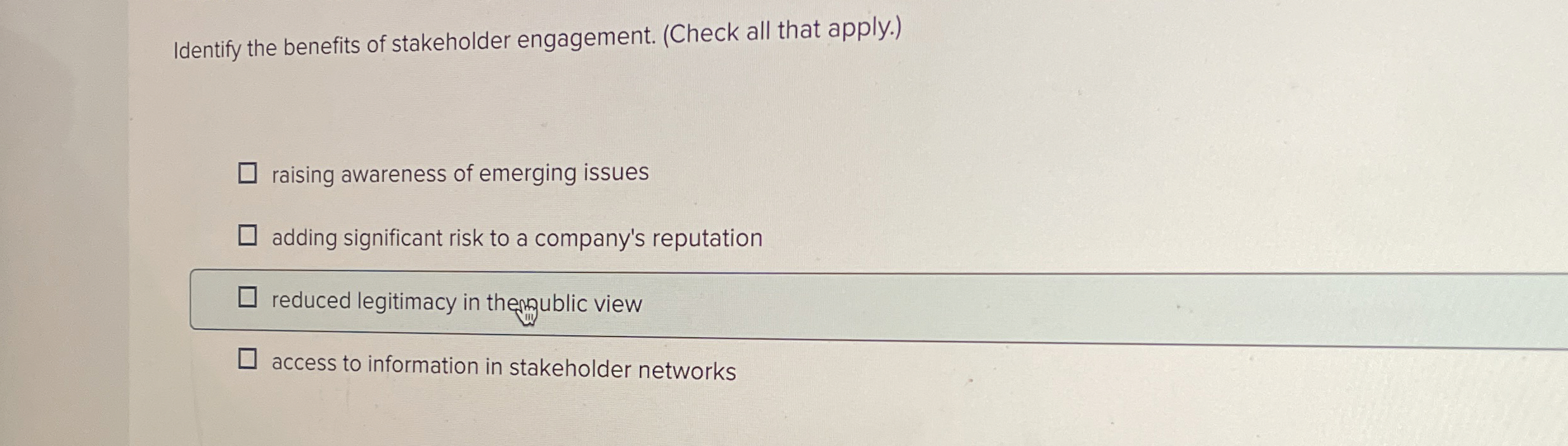 Solved Identify the benefits of stakeholder engagement. | Chegg.com