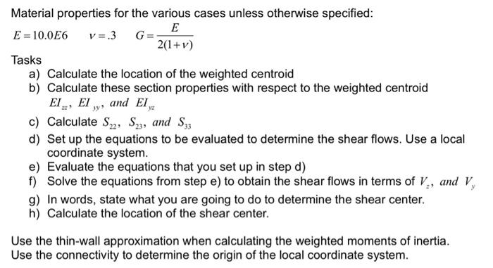 Solved Material properties for the various cases unless | Chegg.com