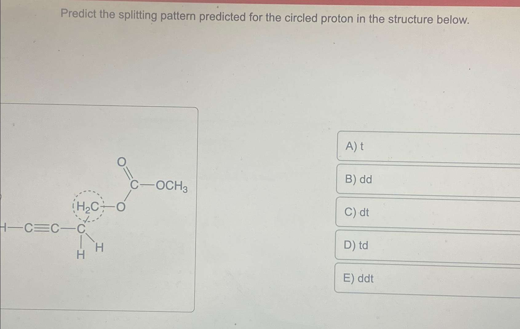 Solved Predict the splitting pattern predicted for the | Chegg.com