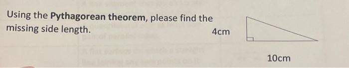 Solved Using the Pythagorean theorem, please find the | Chegg.com