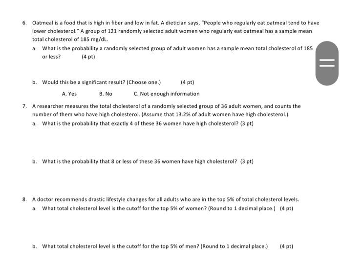 Solved Problems Scenario 1: Cholesterol Cholesterol is a | Chegg.com