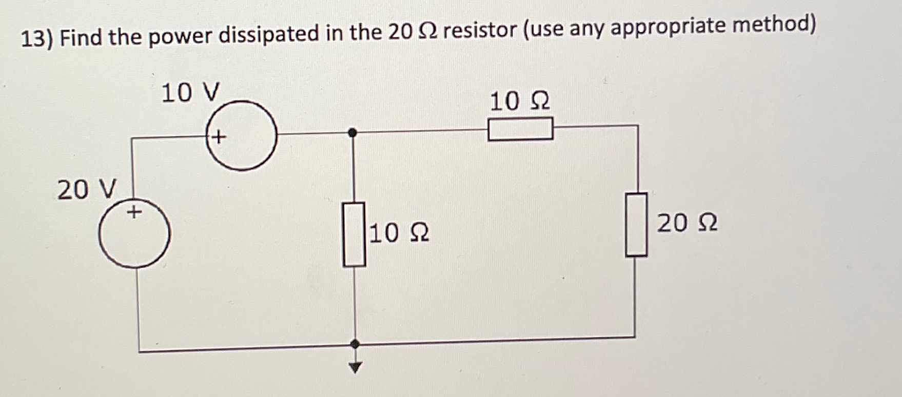Solved Find the power dissipated in the 20Ω ﻿resistor (use | Chegg.com