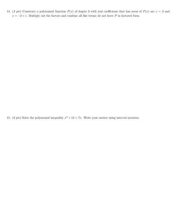Solved 14. (8 pts) Constract a polynomial fuaction P(x) of | Chegg.com