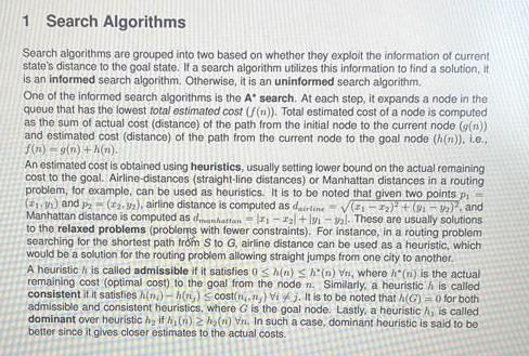 Solved Let h1 and h2 be two consistent heuristics. Some | Chegg.com