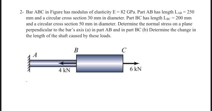 Solved 2- Bar ABC in Figure has modulus of elasticity E = 82 | Chegg.com