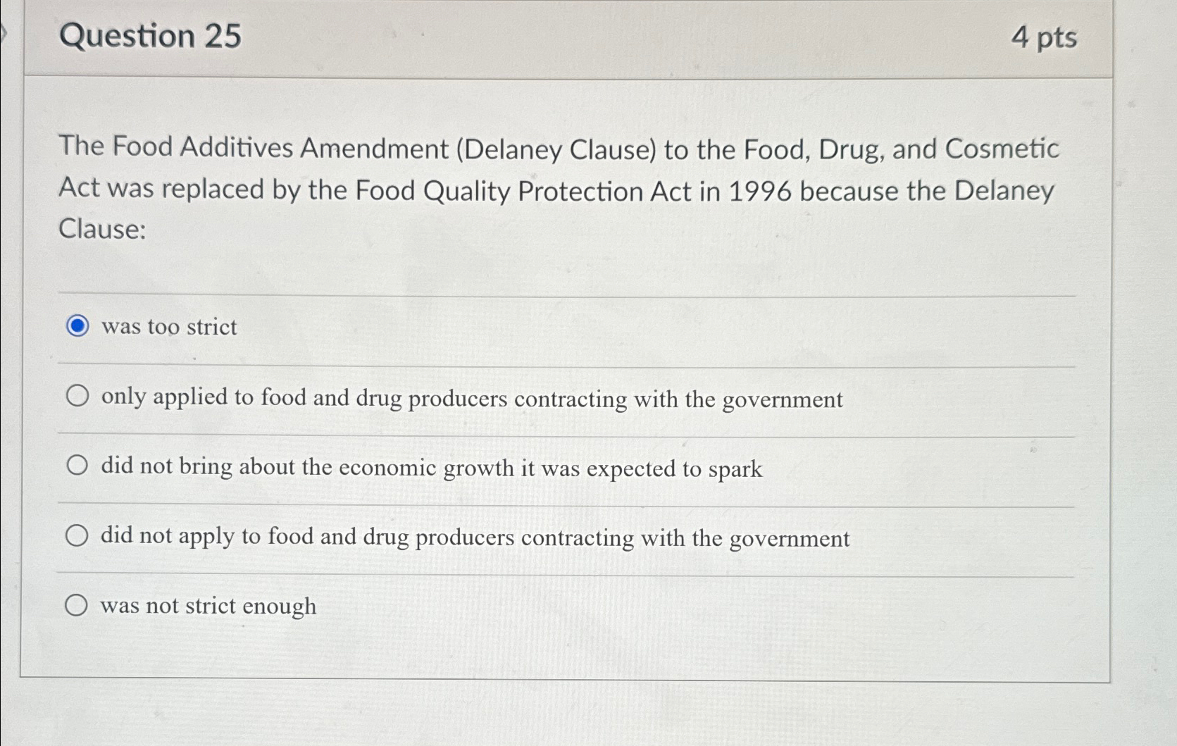 Solved Question 254 ﻿ptsThe Food Additives Amendment | Chegg.com