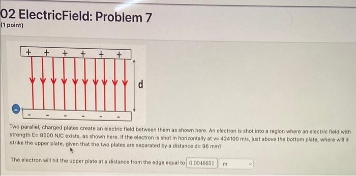 Solved 02 ElectricField: Problem 7 (1 point) Two parallel, | Chegg.com