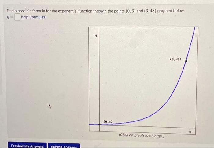 Solved Find a possible formula for the exponential function | Chegg.com