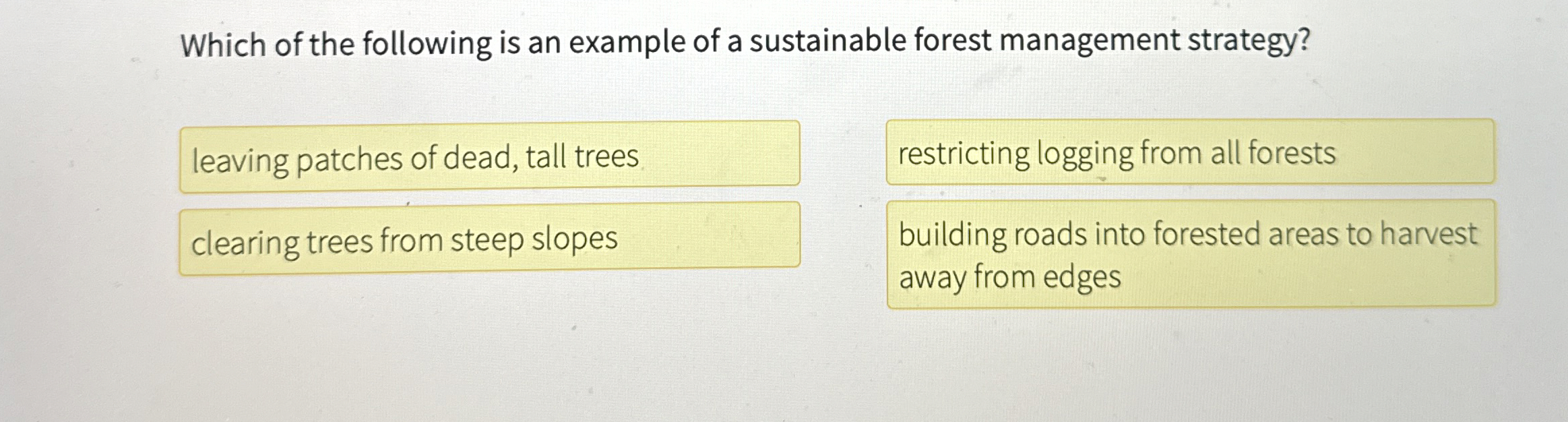 Solved Which of the following is an example of a sustainable | Chegg.com