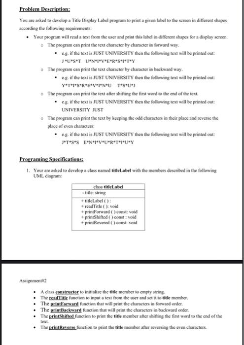 Solved screen Problem Description: You are asked to develop | Chegg.com