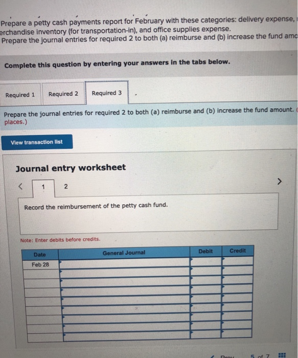 Solved 1. prepare a journal entry to establish the petty | Chegg.com