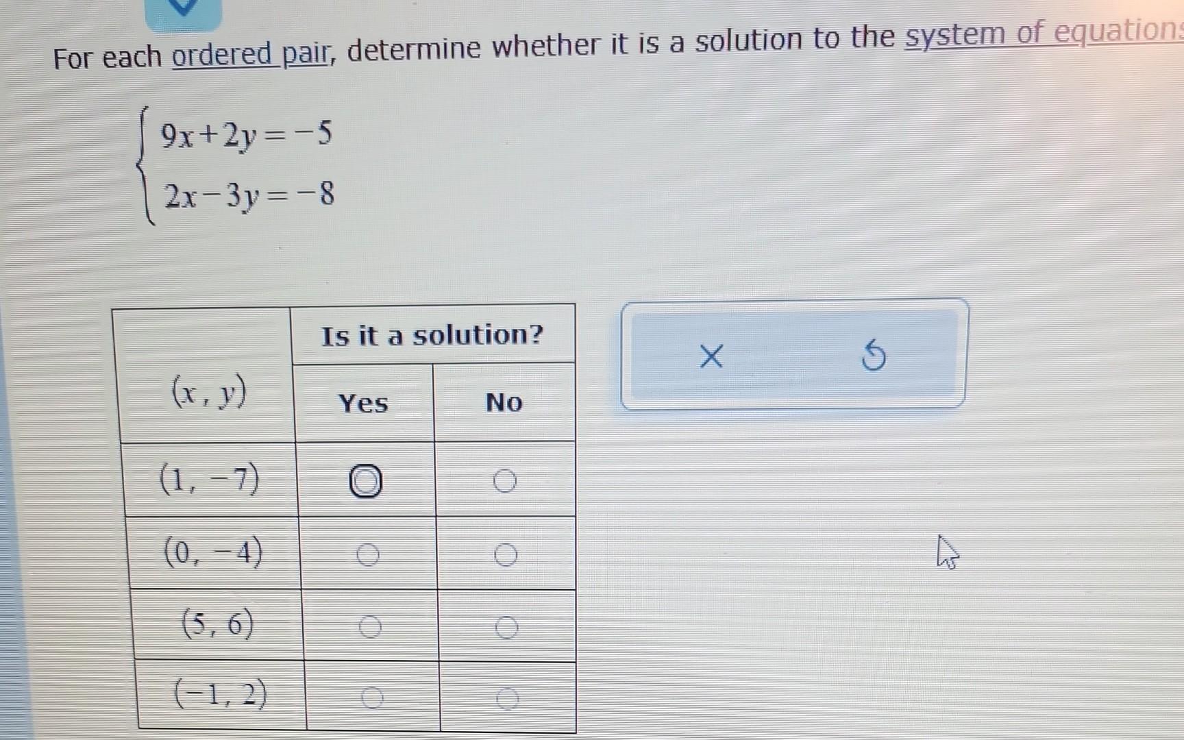 Solved For each ordered pair, determine whether it is a | Chegg.com