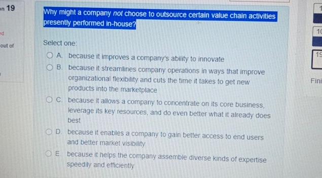Solved Why might a company not choose to outsource certain | Chegg.com