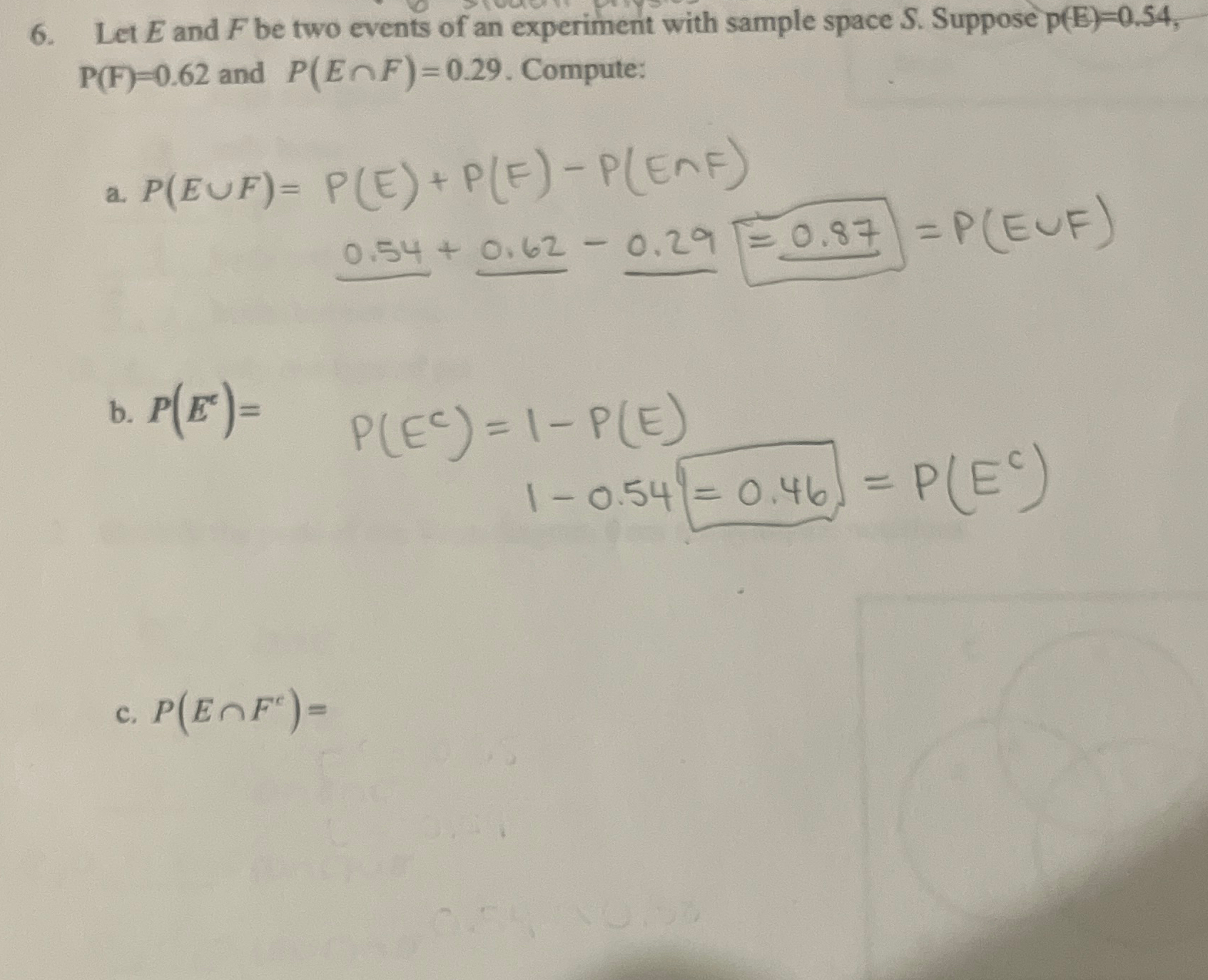 Solved Let E ﻿and F ﻿be two events of an experiment with | Chegg.com