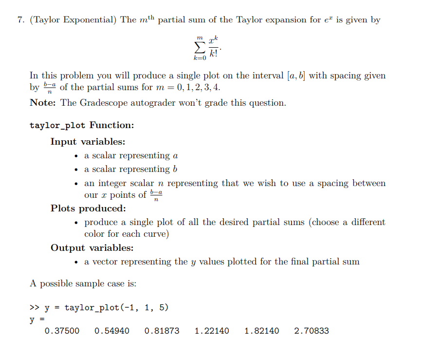 (Taylor Exponential) ﻿The mth ﻿partial sum of the | Chegg.com