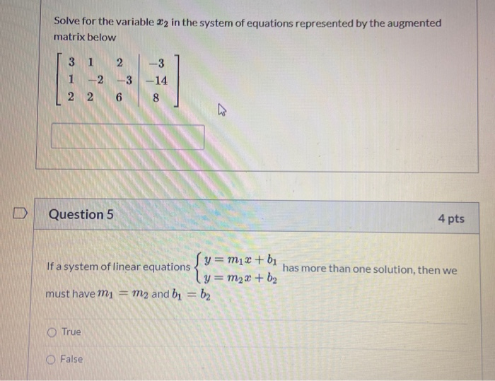 Solved Solve for the variable 22 in the system of equations | Chegg.com