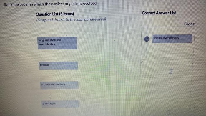 Solved Rank the order in which the earliest organisms | Chegg.com