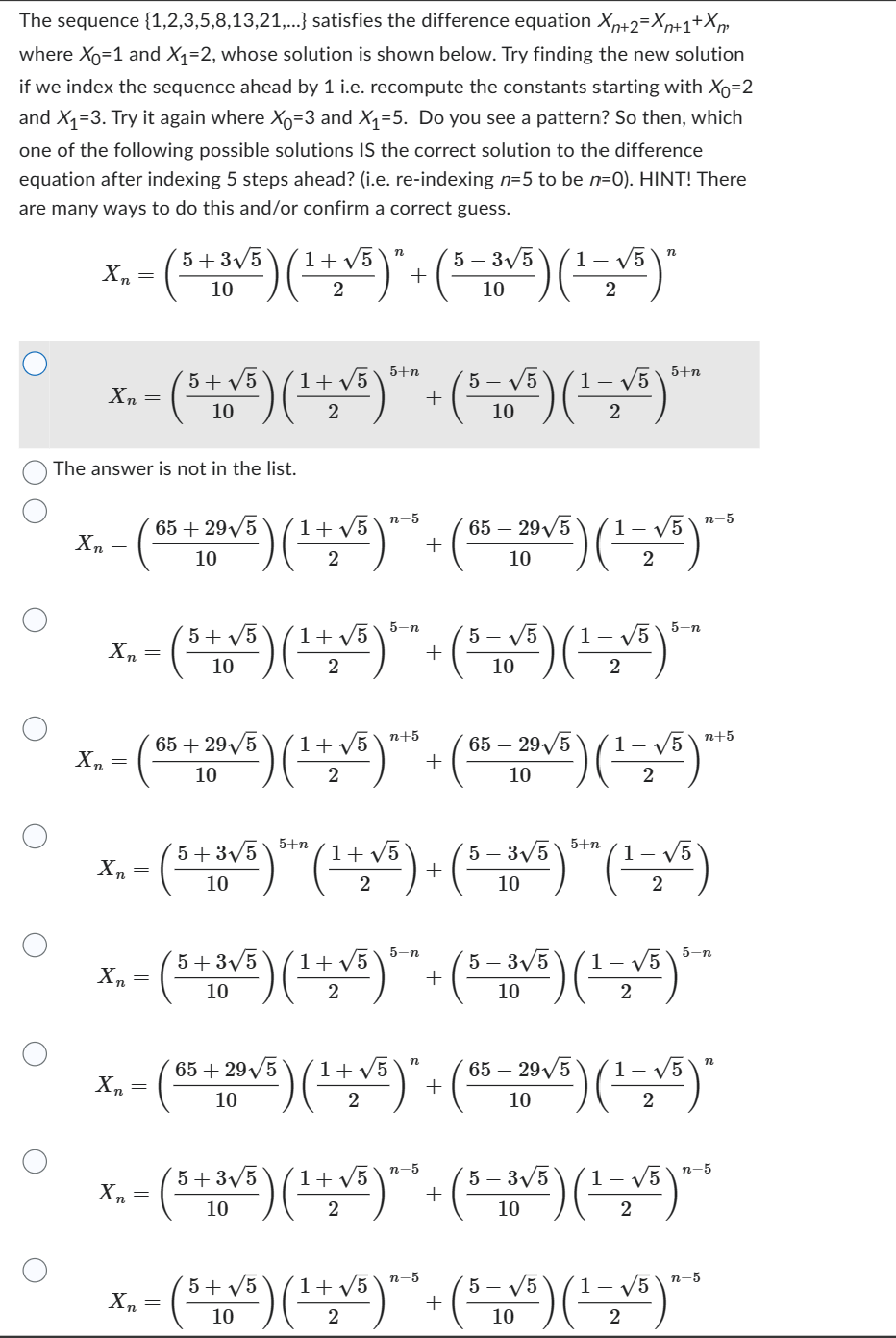 Solved The sequence {1,2,3,5,8,13,21,dots} ﻿satisfies the | Chegg.com