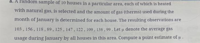 Solved a. A random sample of 10 houses in a particular area, | Chegg.com