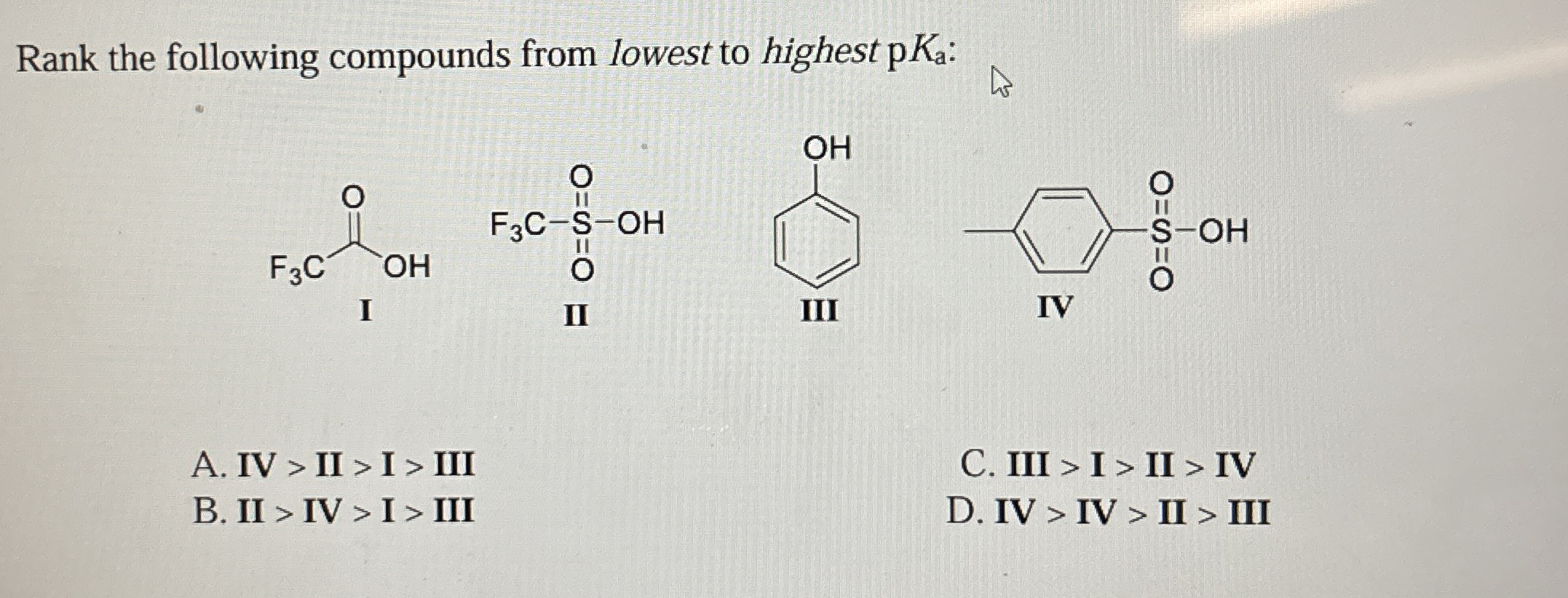Solved Rank the following compounds from lowest to highest | Chegg.com