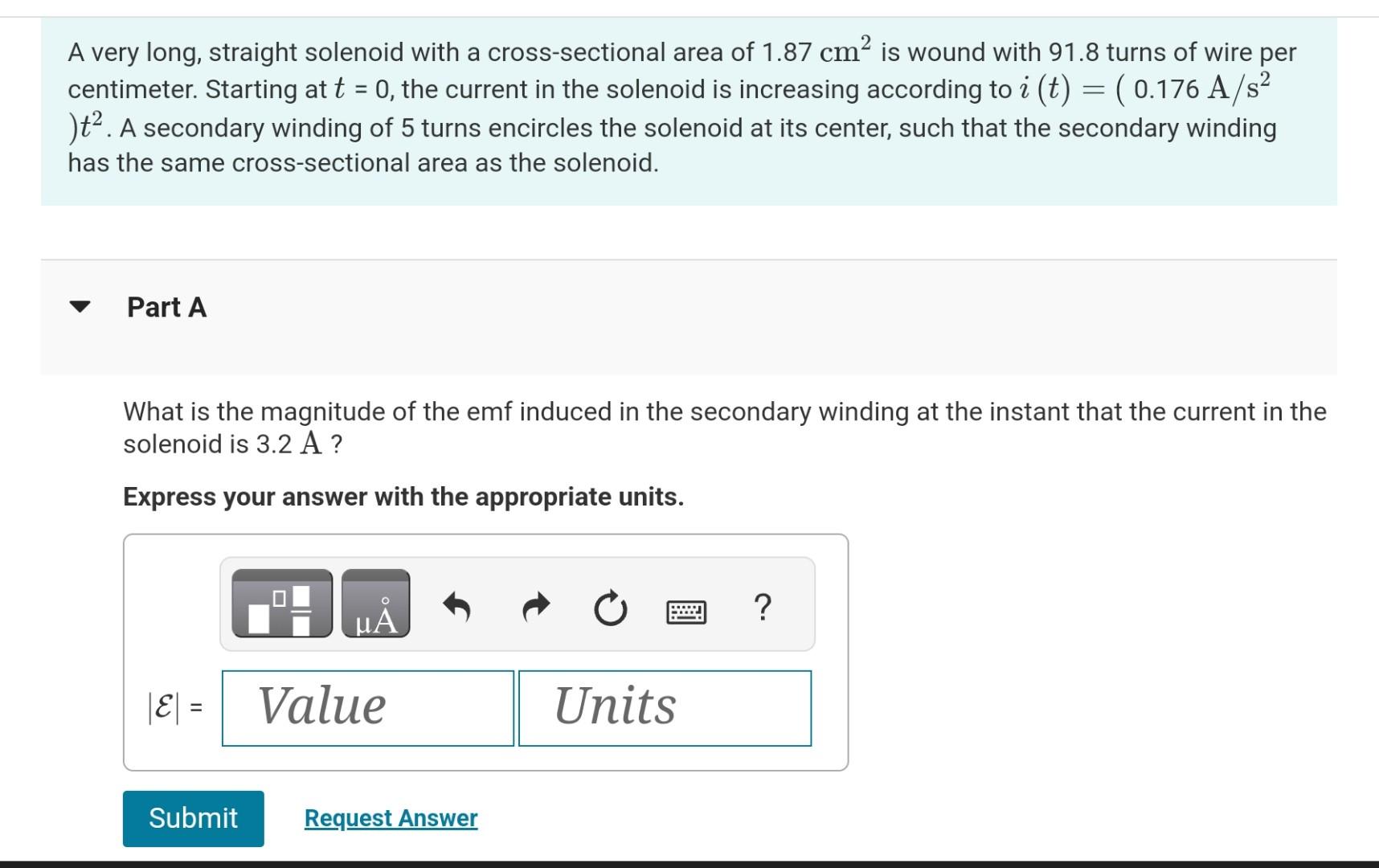 Solved A very long, straight solenoid with a cross-sectional | Chegg.com