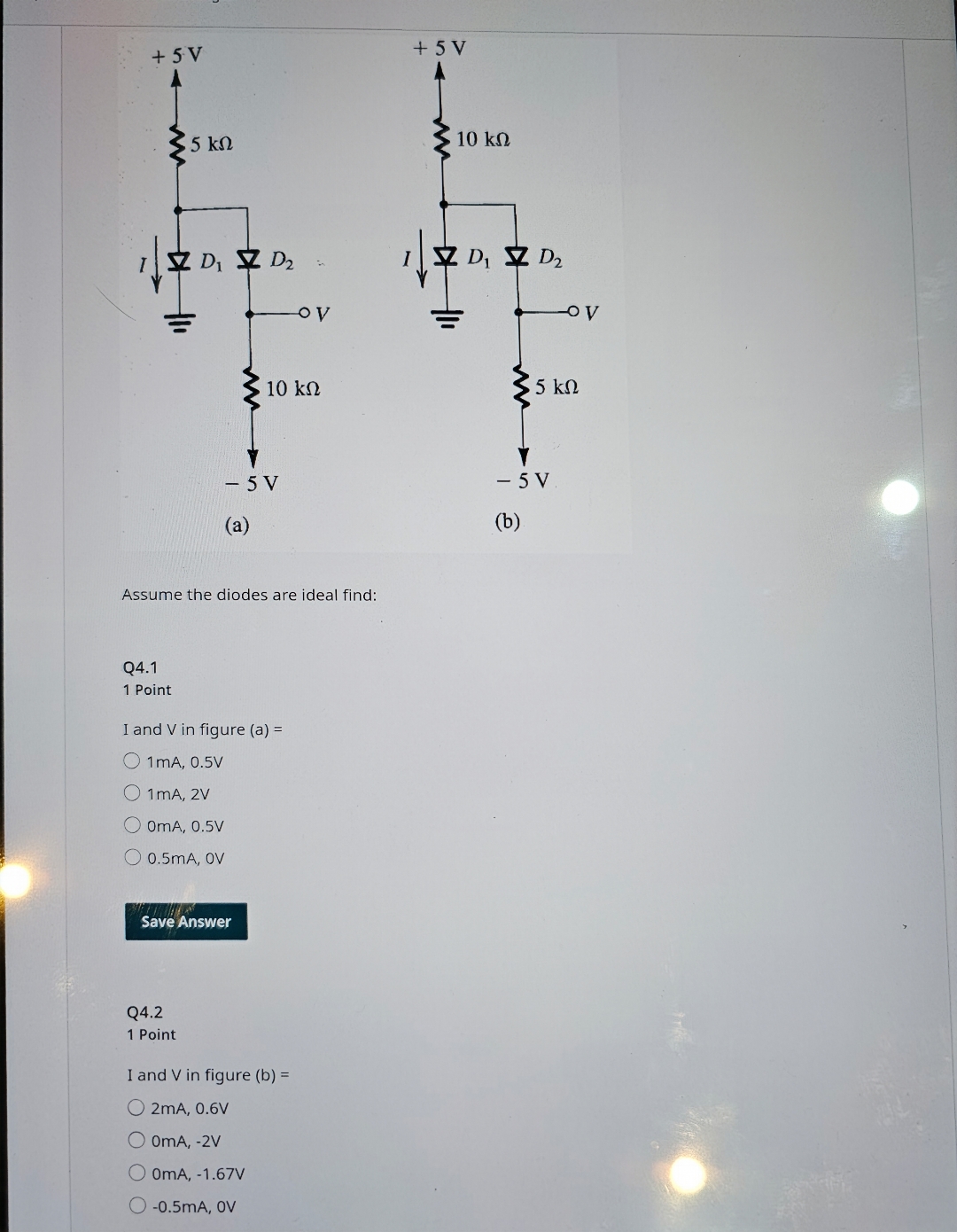 Solved Assume the diodes are ideal find:Q4.11 ﻿PointI and V | Chegg.com
