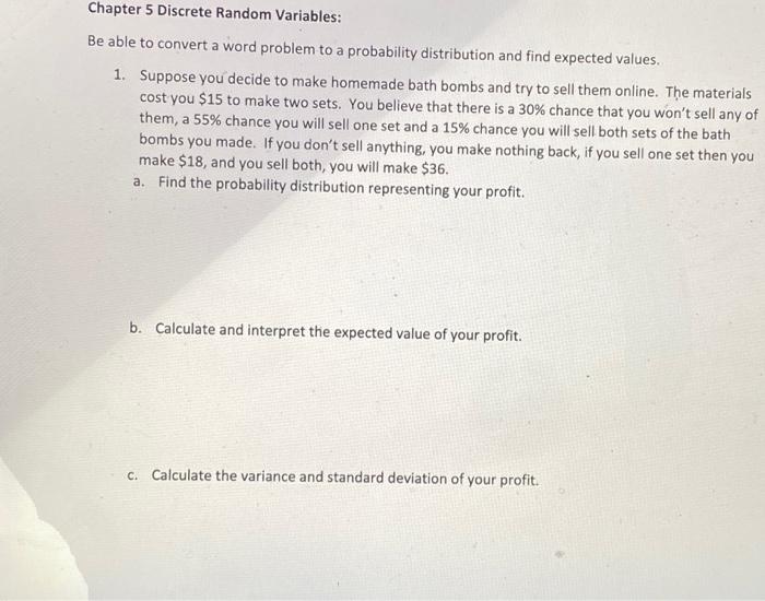 Solved Chapter 5 Discrete Random Variables Be Able To 5772