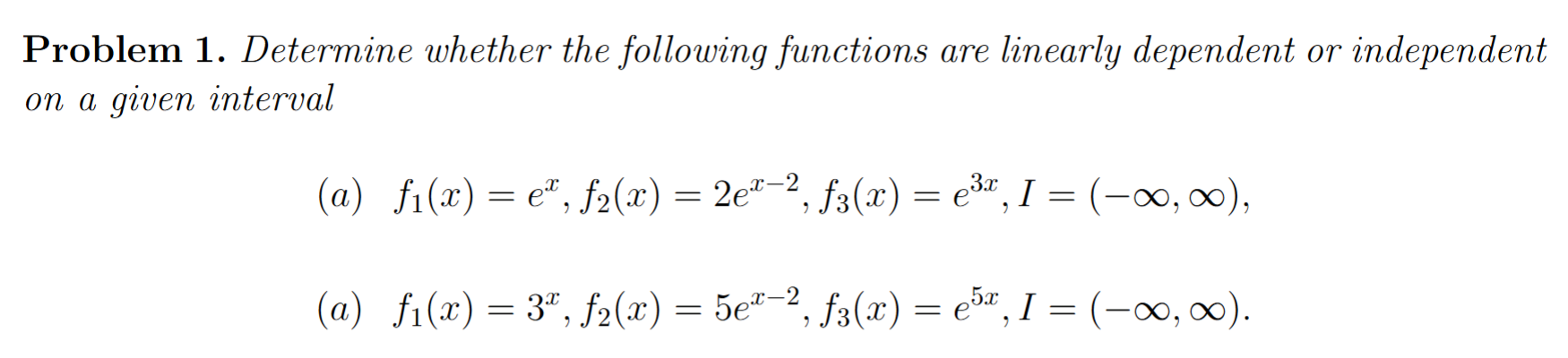 Solved Problem 1. ﻿Determine whether the following functions | Chegg.com